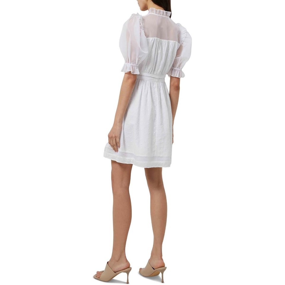French Connection Womens White Eyelet Illusion Short Mini Dress 2 BHFO ...