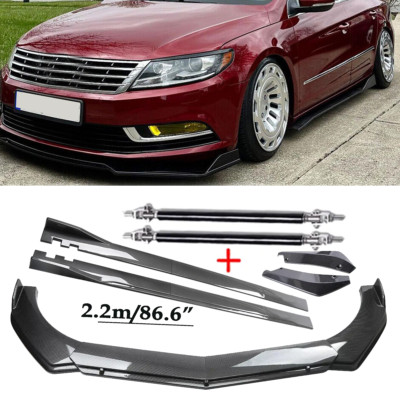 Carbon Fiber Front Bumper Lip Spoiler & Side Skirt For Volkswagen CC ...