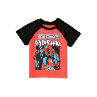 12M - Toddler Boys' Spiderman short Sleeved T-Shirt - Red web slinger ...