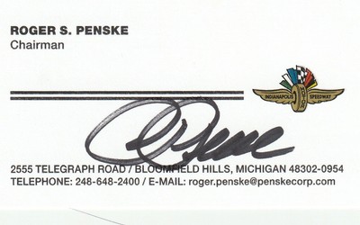 NASCAR AND HOF LEGEND ROGER PENSKE SIGNED BUSINESS CARD | eBay