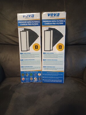 VEVA PREMIUM ADVANCED FILTERS SIZE B 2 HEPA FILTER Plus 8 CARBON PRE ...