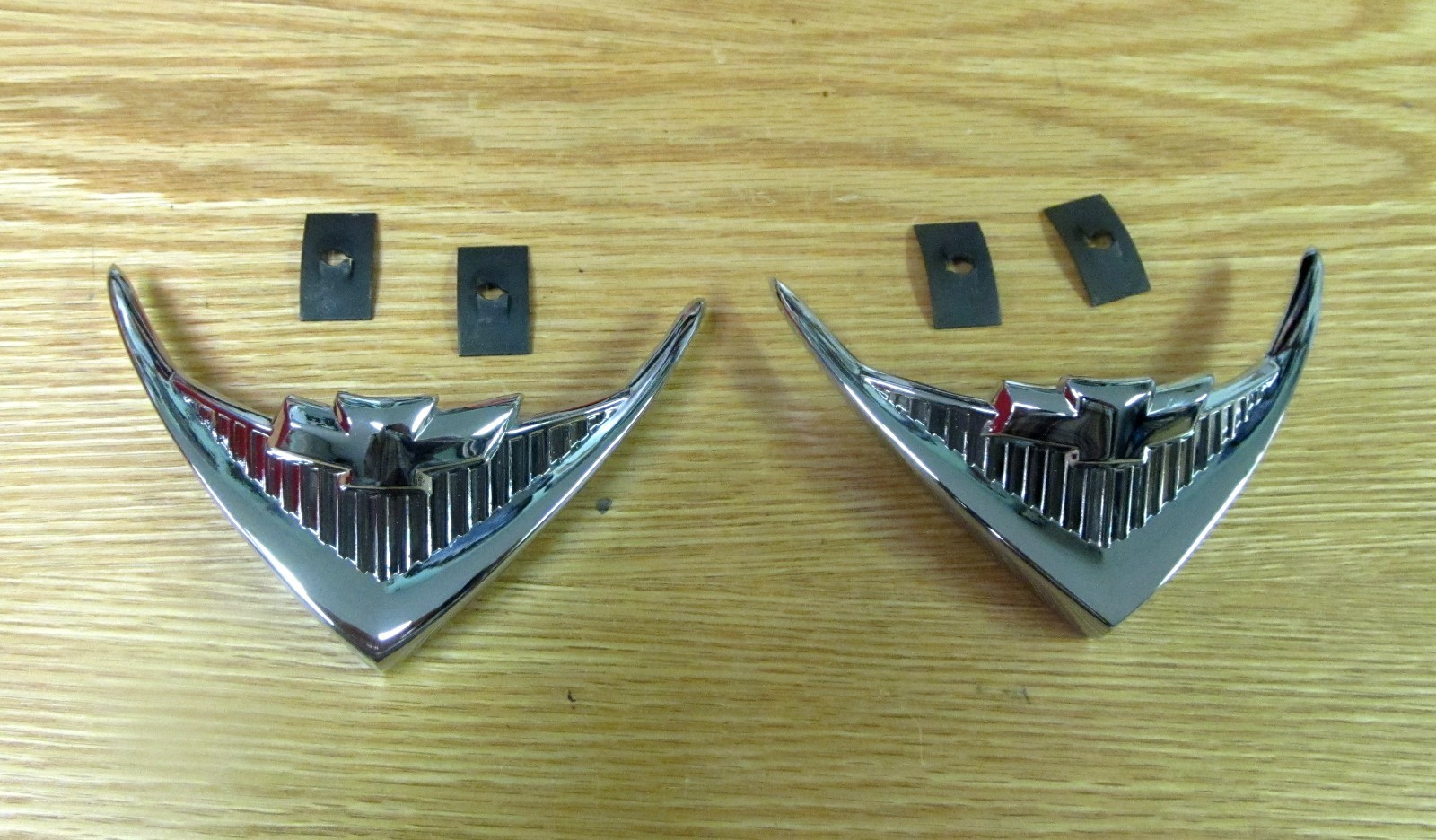 1956 CHEVY NOMAD CHROME V-8 EMBLEMS UNDER TAIL LAMPS | eBay