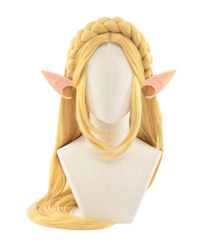 Women's Sequel Princess Cosplay Wig Golden Long Braided Wig with Elf ...