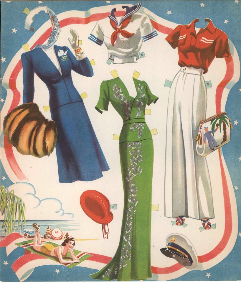 VINTGE 1943 CLAUDETTE COLBERT PAPER DOLL SAALFIELD~ORG SIZE 10 PG ...