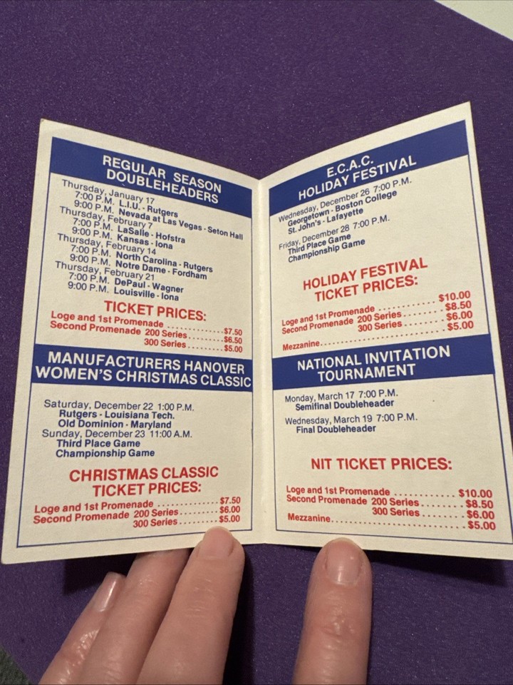 1979 -80 Madison Square Garden College Basketball Schedule | eBay