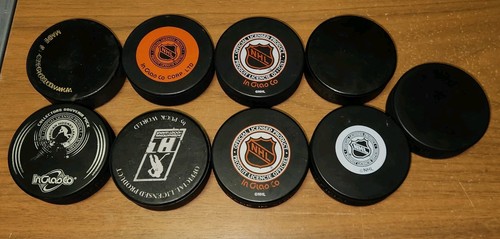 Lot Of Vintage Hockey Pucks Cleveland Penguins Coyotes Canucks Canada ...
