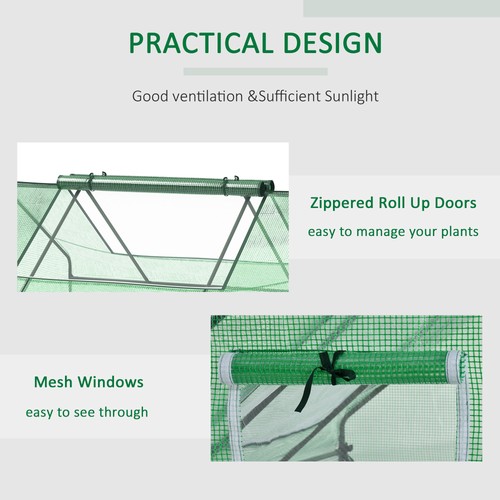 Outsunny 180 x 80cm Portable Mini Greenhouse with Zipped Windows Green ...