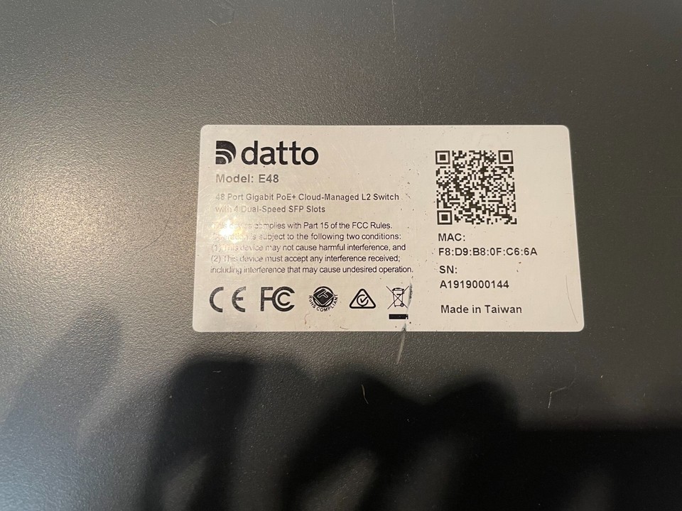 Datto E48 48-Port Gigabit PoE+ Cloud Managed L2 Switch with 4 Dual ...