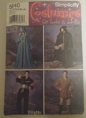 Simplicity 5840 Pattern Fantasy Costumes Robes and Tunics Sz XS-XL ...