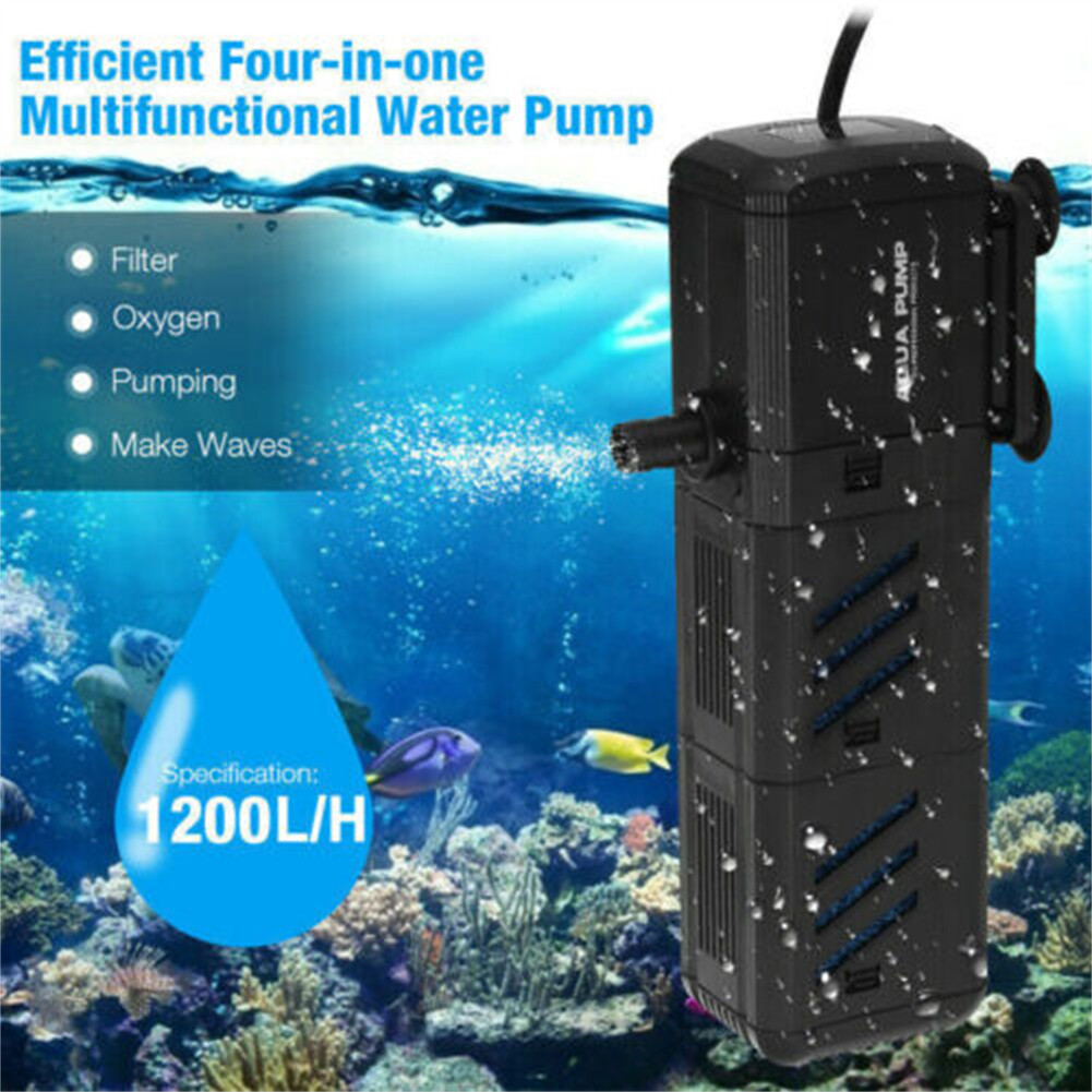 4 in 1 Aquarium Fish Tank Filter Water Pump Internal Purifier Filter ...