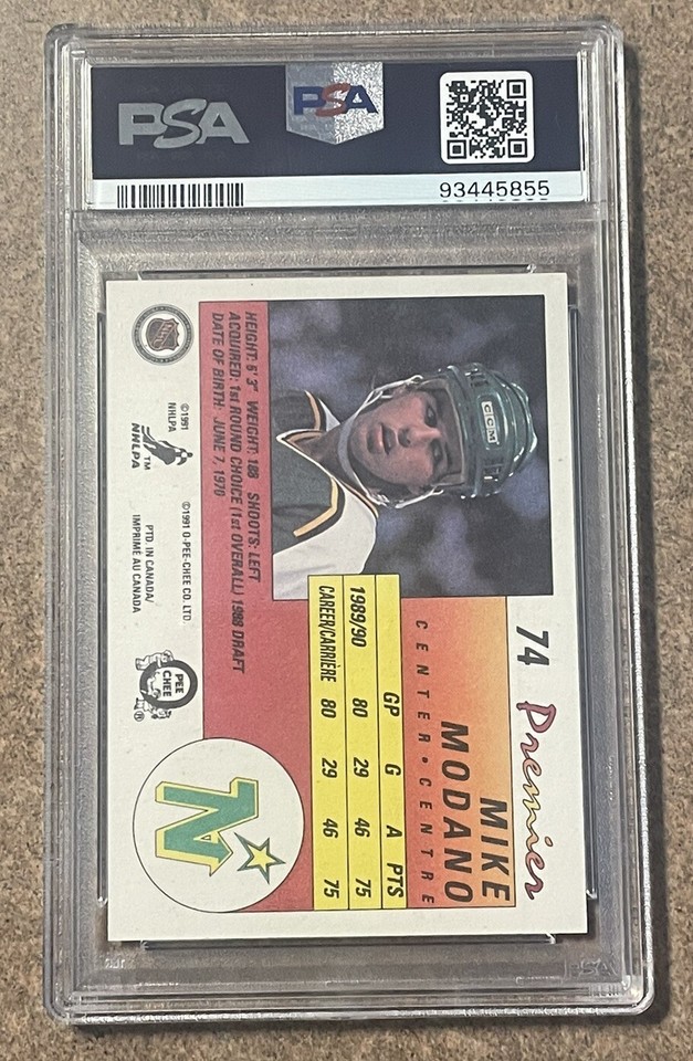 1990-91 O-Pee-Chee Premier Mike Modano Rookie/Auto Card!! Inscribed ...