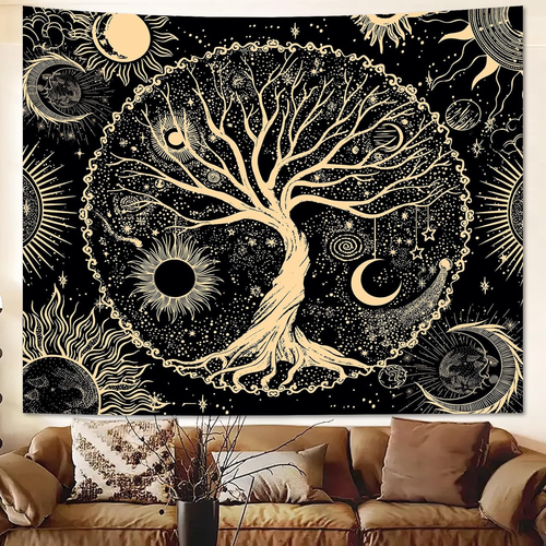 Tree of Life Wall Tapestry for Bedroom, Sun and Moon Wall Tapestries ...