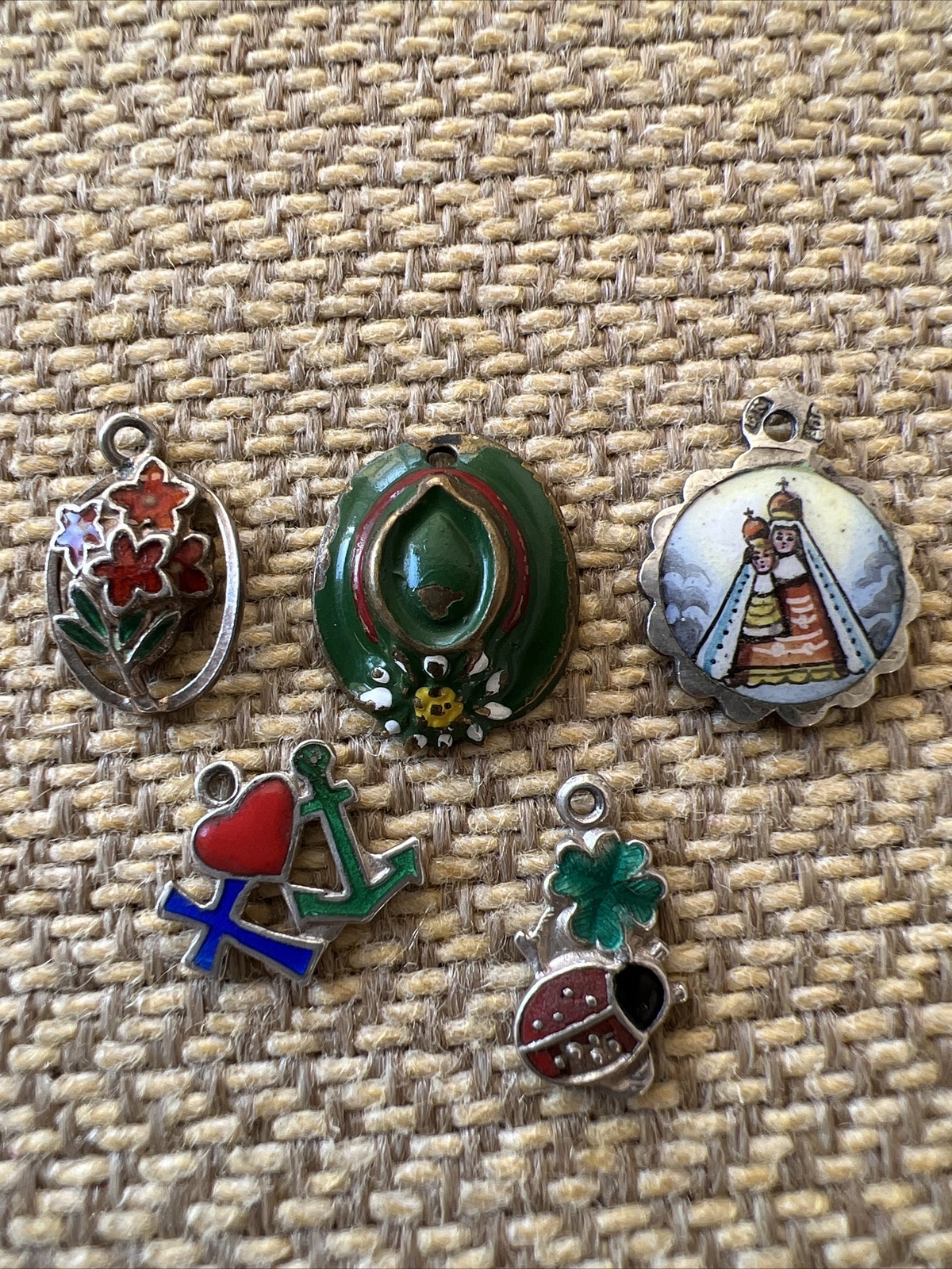 Vintage 800 Silver German Charm Small Begging Good Luck Rare Enameled ...