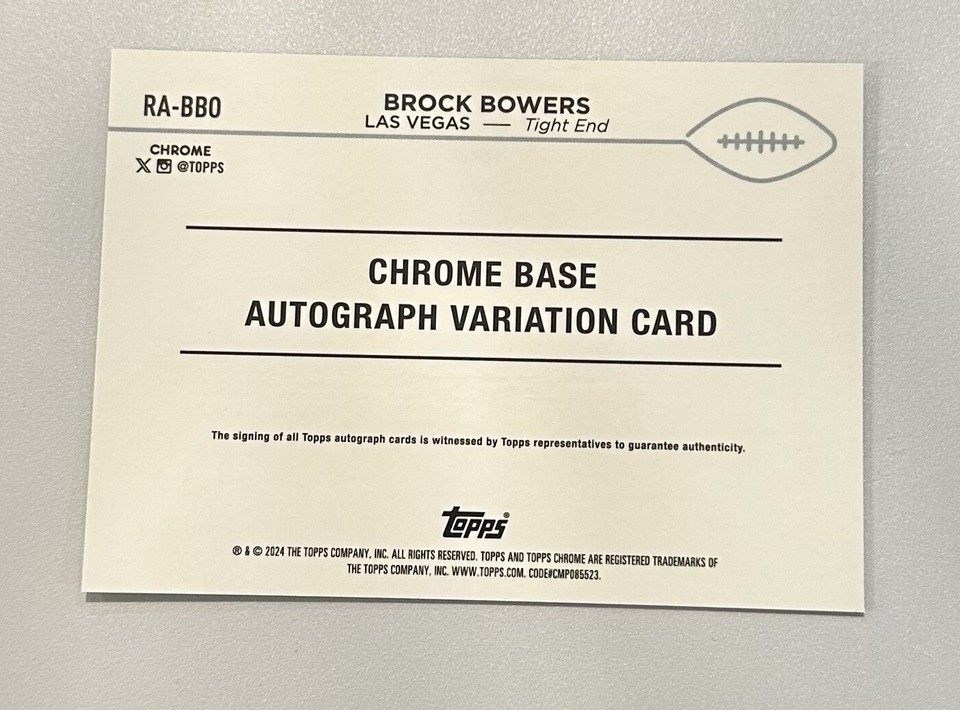 2024 Topps Chrome Brock Bowers GOLD REFRACTOR Auto RA-BBO /50 RC ...