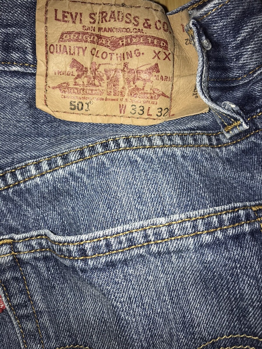 Levis 501XX Mens Button Fly Blue Jeans 33x32 Straight Leg Levis 501XX Mens Button Fly Blue Jeans 33x32 Straight Leg