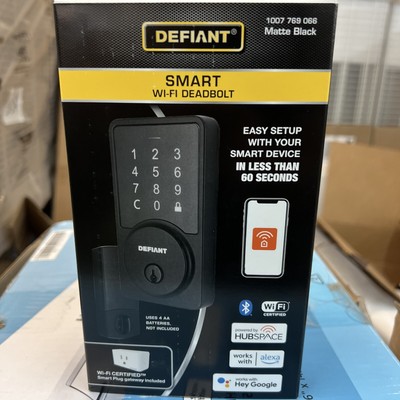 Defiant Square Matte Black Smart Hubspace WiFi Deadbolt Bluetooth | eBay