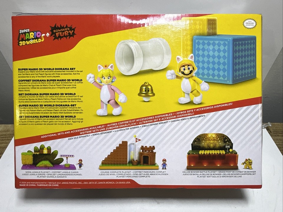 *FREE SHIP* 2.5" SUPER MARIO 3D WORLD DIORAMA Cat Peach Cat Mario ...