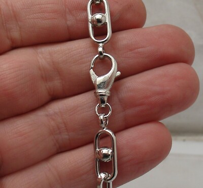 Technibond Paperclip Ball Bead Link Bracelet Anti-tarnish Real Sterling ...