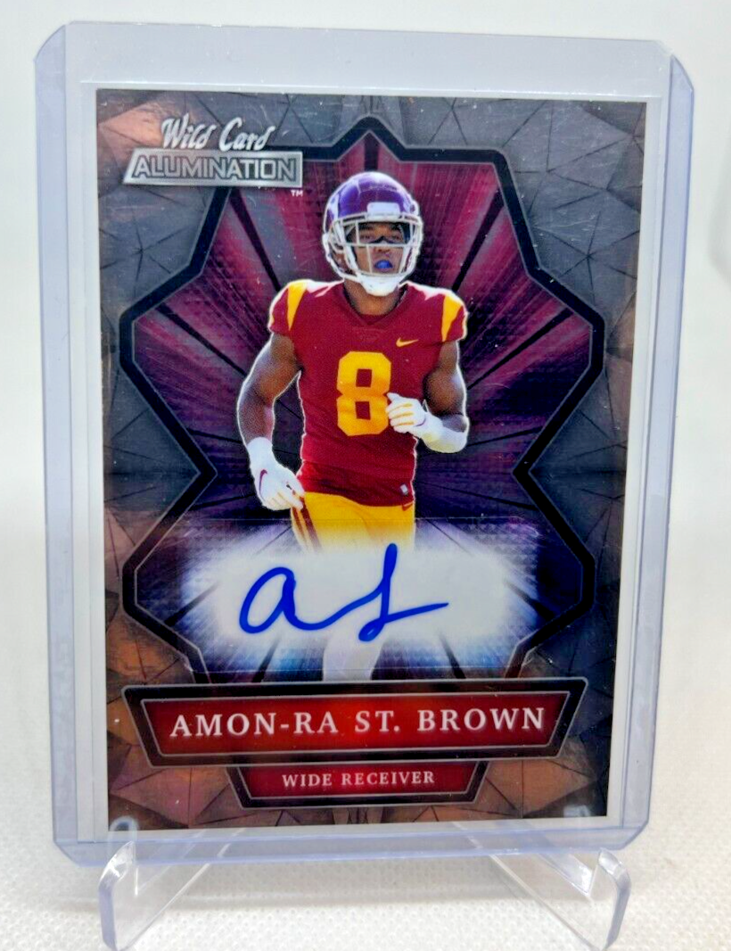 2021 Wild Card Alumination AMON-RA ST BROWN RC On Card AUTO Lions | eBay