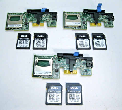 LOT of 3 Dell PMR79 Dual Flash Card Reader Module w/x2 Dell 16GB SD ...