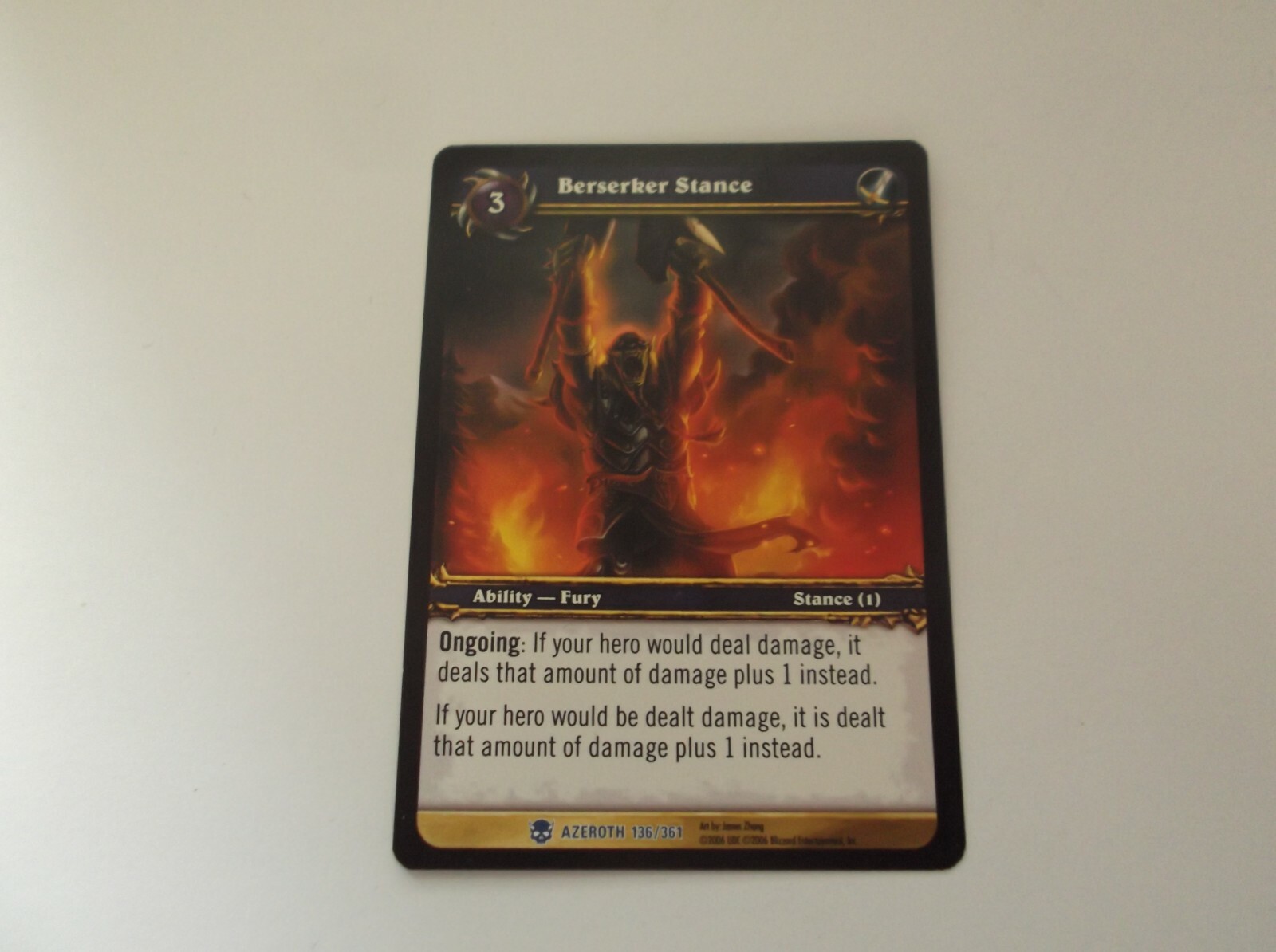 World of Warcraft: Azeroth "BERSERKER STANCE" #136 Ability Trading Card ...