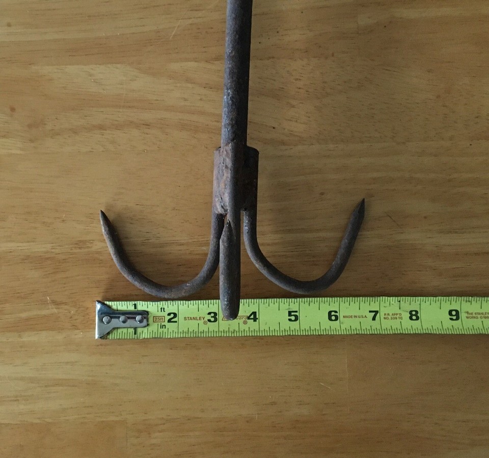 Vintage Animal Fur Trap Drag 3 Hook Treble Metal Iron Homemade 15 ...