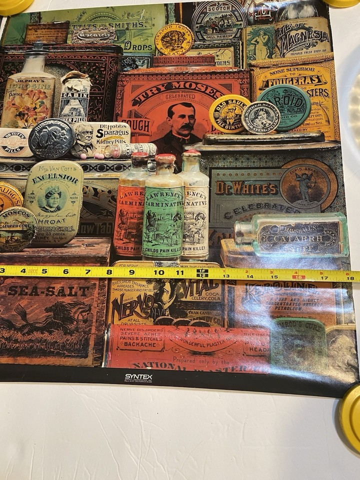 Pharmacy Advertising Paper Poster Vtg Medicine Collection 20” x 18 ...