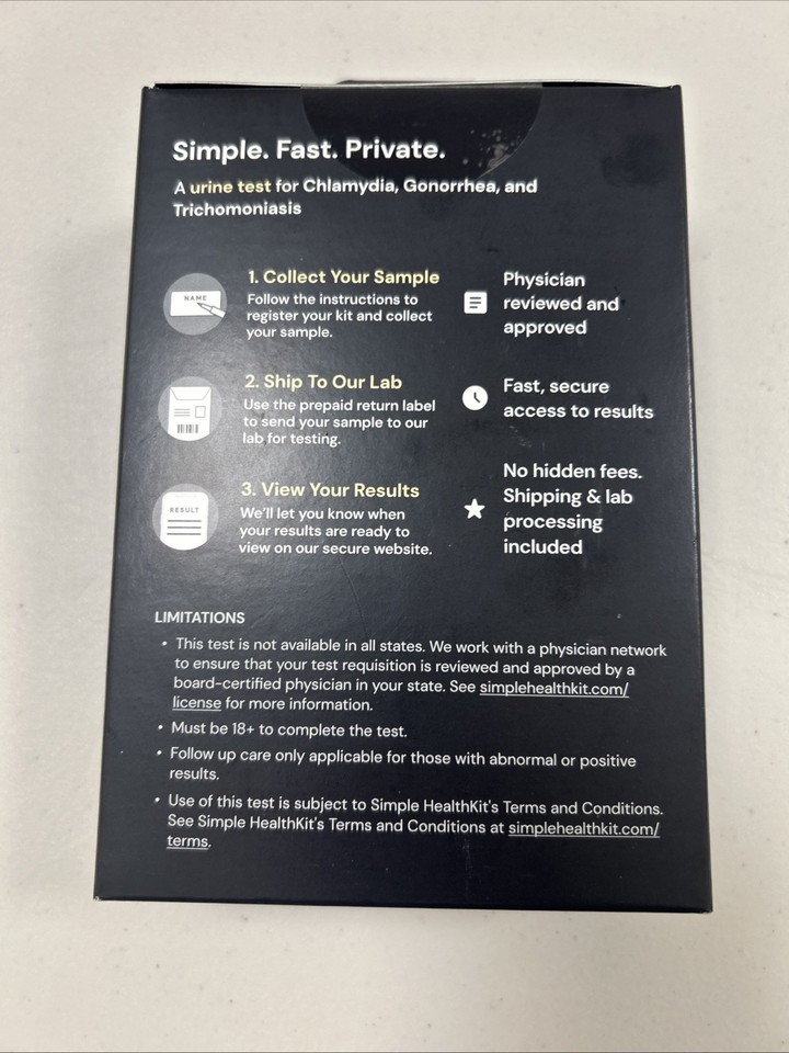 Simple HealthKit At-Home Common STD Test For Chlamydia-Gonorrhea ...