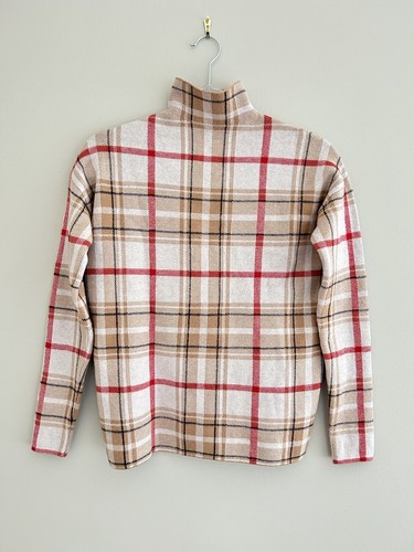 TAHARI Turtleneck Plaid Window Pane Sweater XS Viscose Blend Long ...