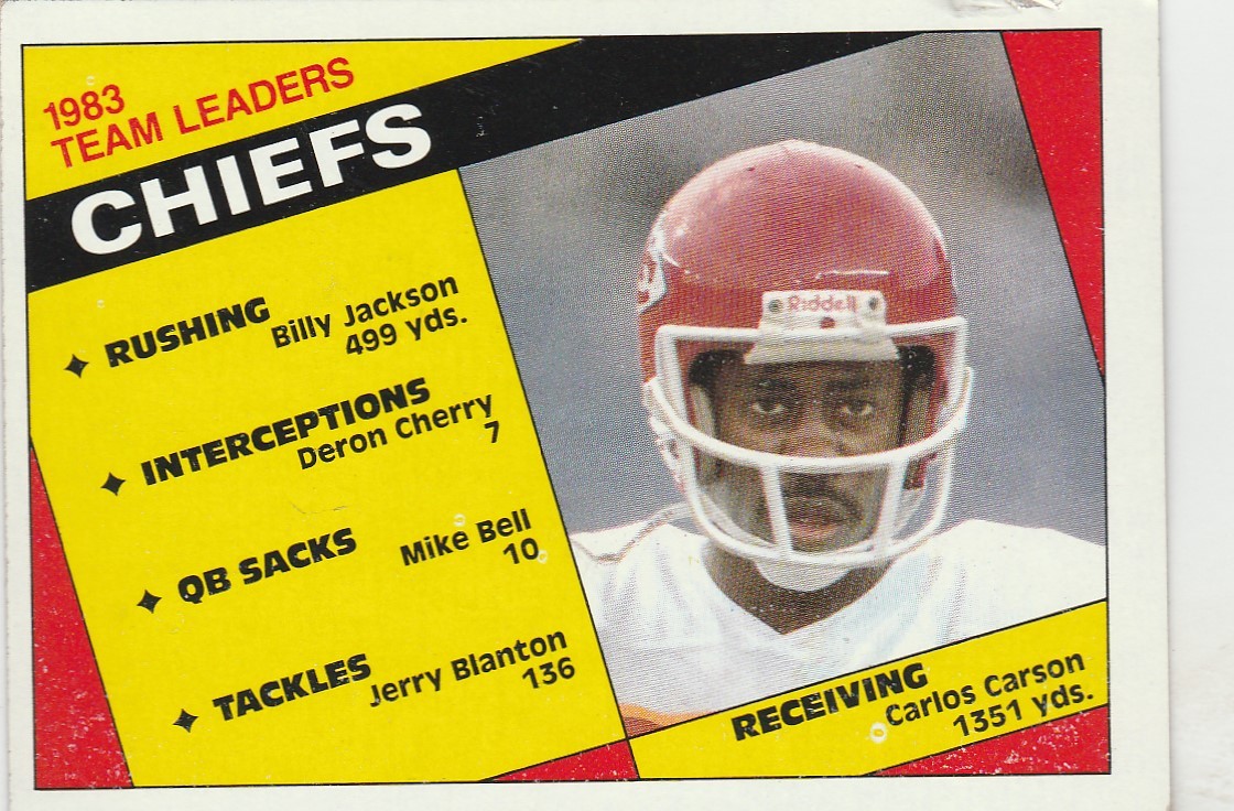 FREE SHIPPING-VG-1984 Topps CARLOS CARSON #84 Chiefs Team Leaders | eBay