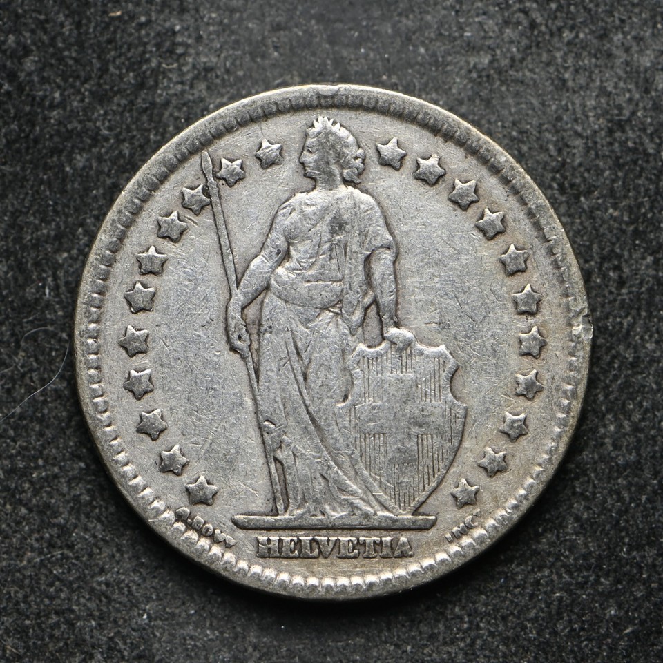 1914-B Switzerland Helvetia 1 Fr Silver Coin (bb15525) | eBay