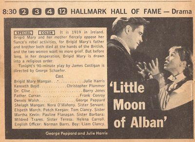 1958 TV AD'S~GEORGE PEPPARD~JULIE HARRIS~LITTLE MOON OF ALBAN~By James Costigan | eBay