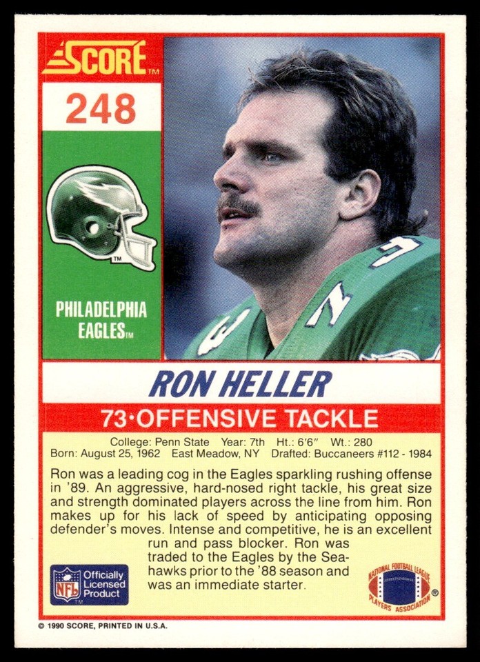 1990 Score Ron Heller Philadelphia Eagles #248 | eBay