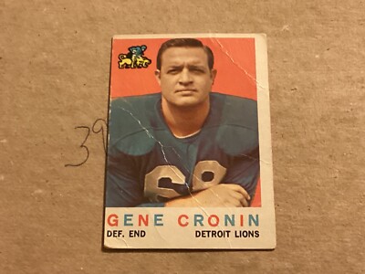 1959 Topps Football Card #66 GENE CRONIN Lions - Very Good - Lite ...