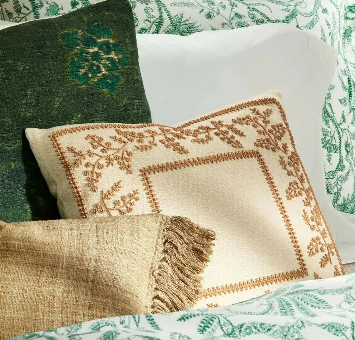 NWT RALPH LAUREN ® "ROSLYN" BEADED DECORATIVE PILLOW 18" x 18" MSRP ...