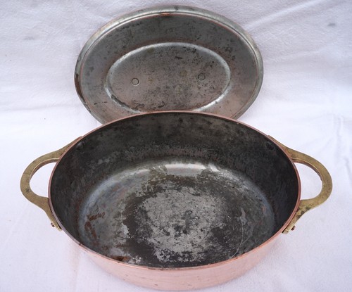 French Cookware Tinned Copper Lidded Cocotte Stew Pot Metaux Ouvres ...