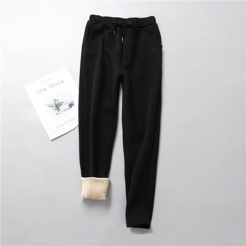 Women Winter Cashmere Pants Thick Lambskin Warm Long Trousers Loose ...