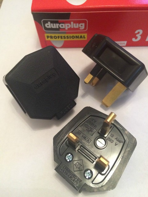 12 X Duraplug Pf133blk 13 Amp 3 Pin Black Tough Rubber Plug Top for ...