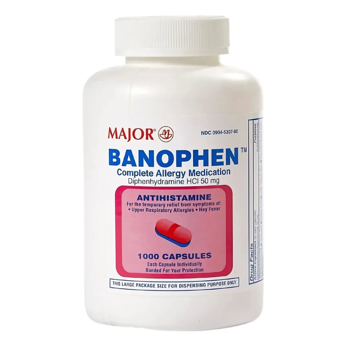 Major Banophen Diphenhydramine 50mg Capsule 1000 ct 309045307809| eBay