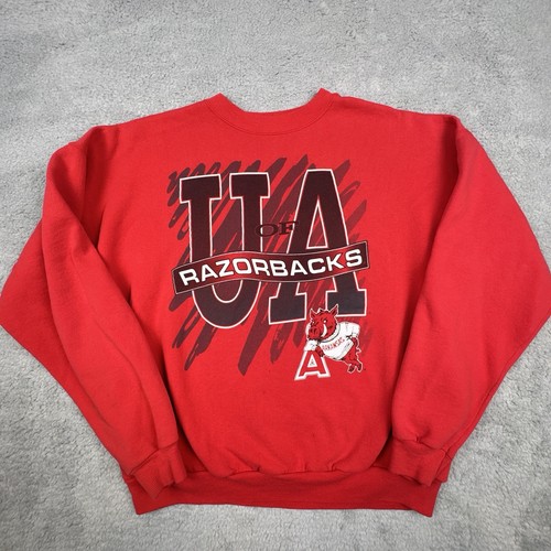Vintage Arkansas Razorbacks Sweatshirt Mens XXL Red Crewneck Graphic ...