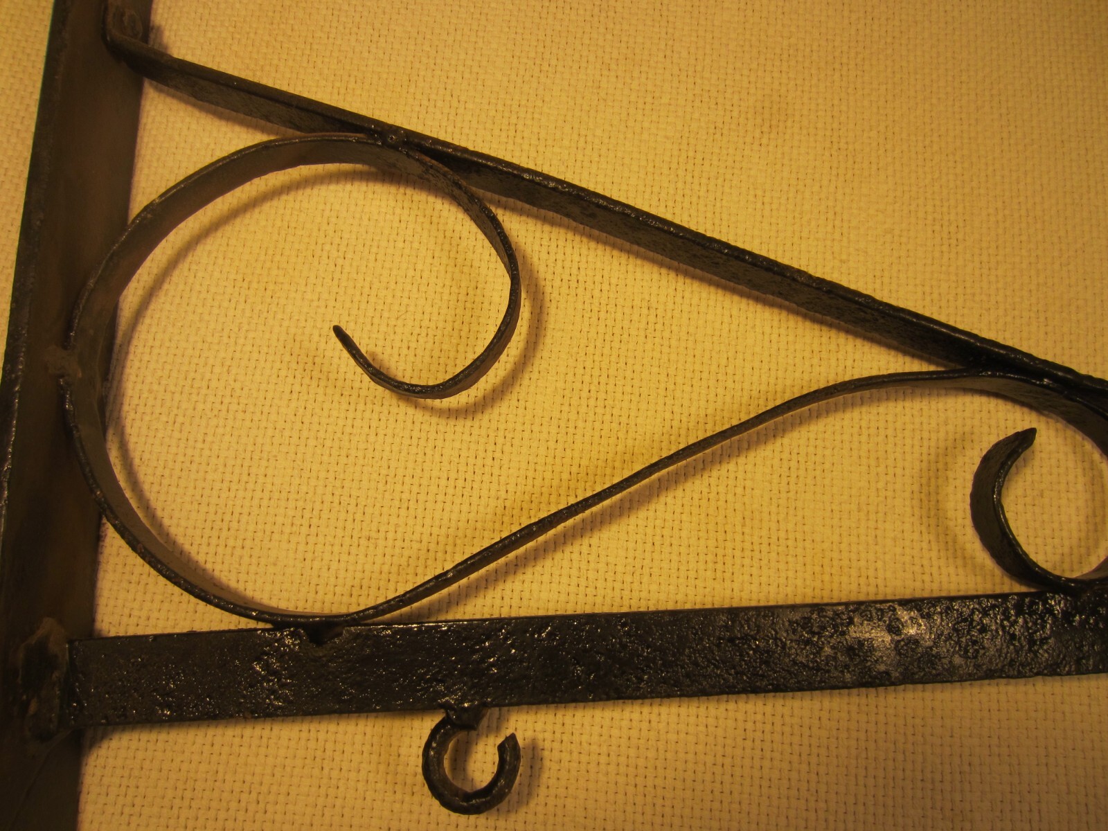 large antique HAND FORGED WROUGHT IRON double sided SIGN HANGER BRACKET ...