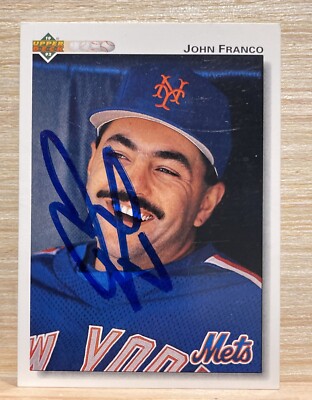 John Franco autographed baseball card New York Mets 1991 Upper Deck ...