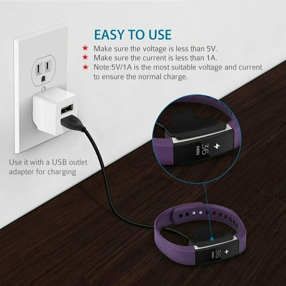 2Pcs Charger For Fitbit Charge 2 Activity Wristband Usb Charging Cable ...