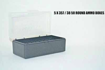 BERRY'S PLASTIC AMMO BOXES (5) CLEAR 50 Round 38 / 357 - FREE SHIPPING ...