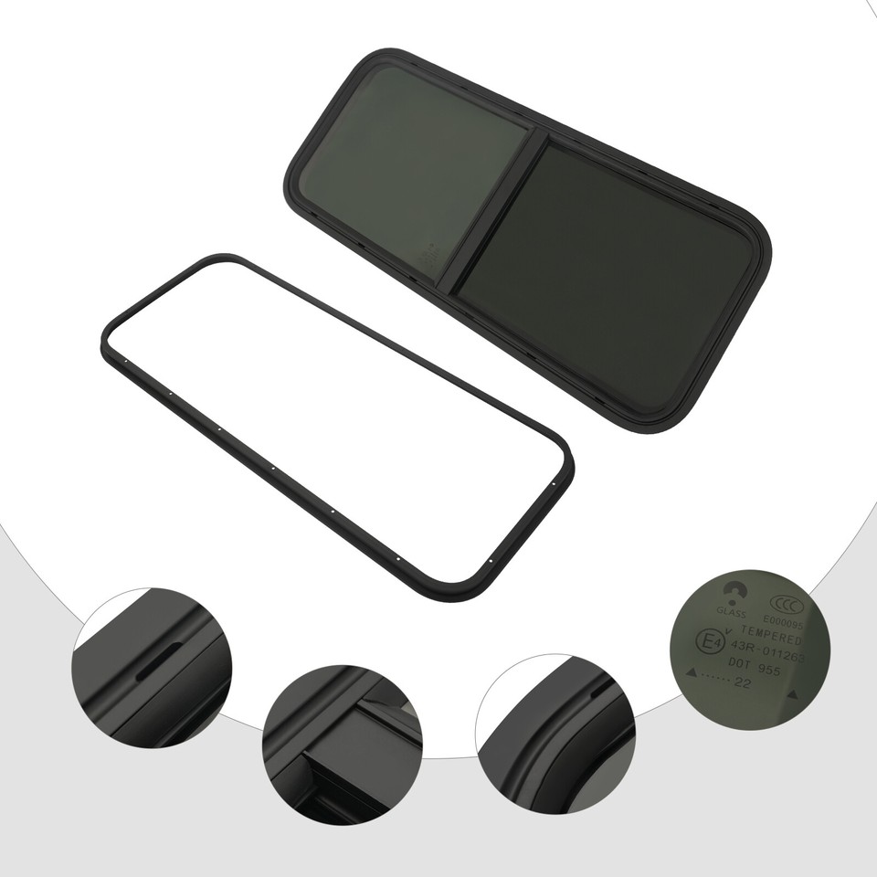 Black RV Window Teardrop 42" W X 22" H Horizontal Sliding Glass ...