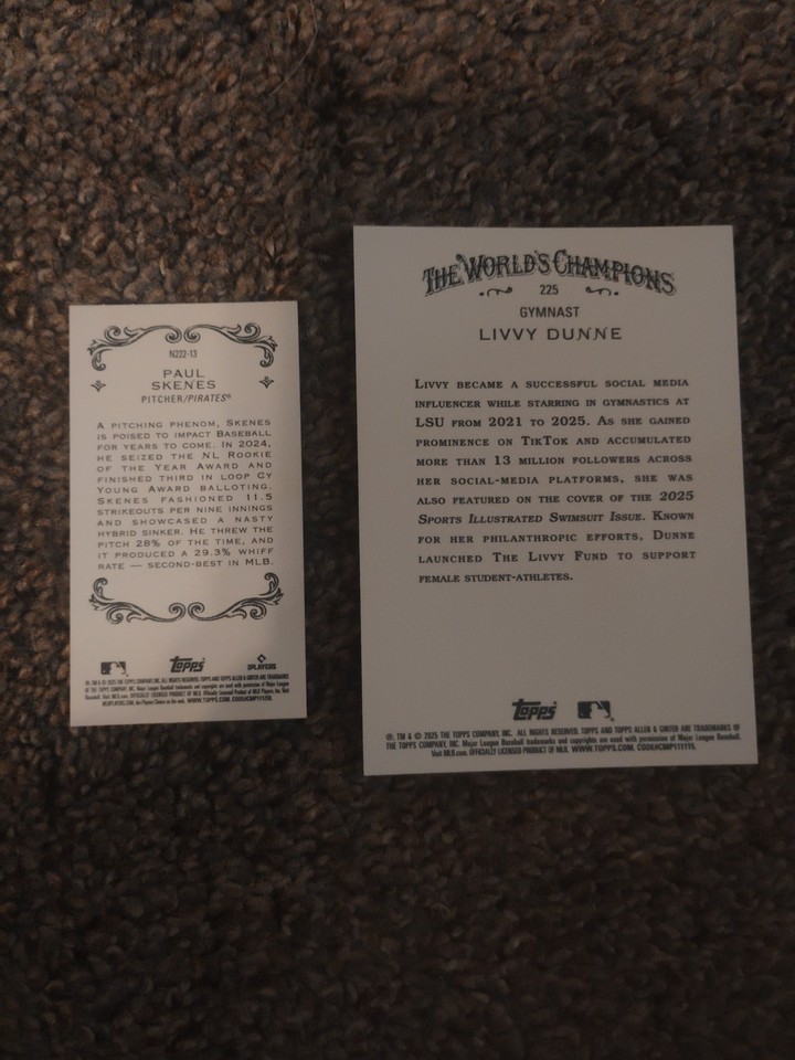 Paul Skenes Mini Card Short Print + Livvy Dunne | eBay