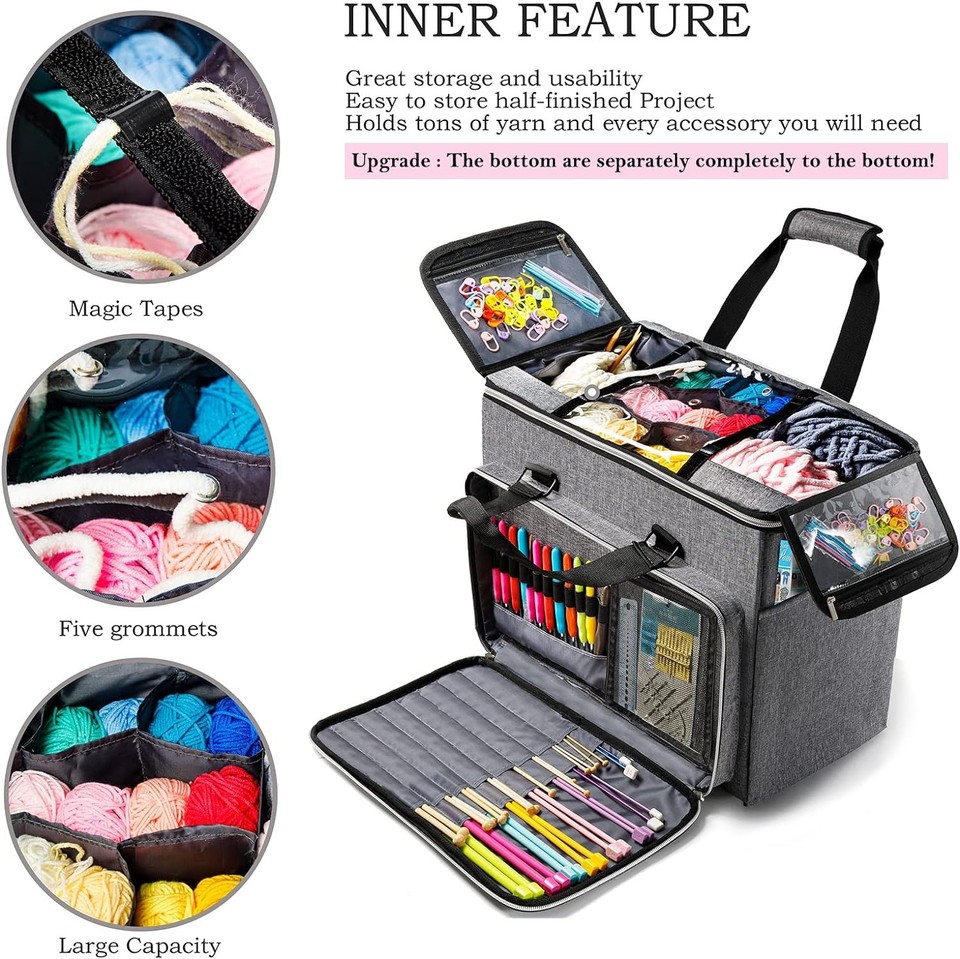 Knitting Bag, Large Yarn Storage Organizer, Crochet Bags and Totes ...