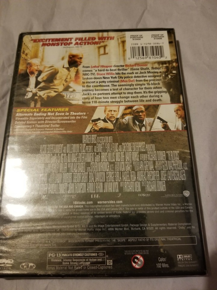 16 Blocks (Widescreen Edition) - DVD - Brand New 12569810402| eBay