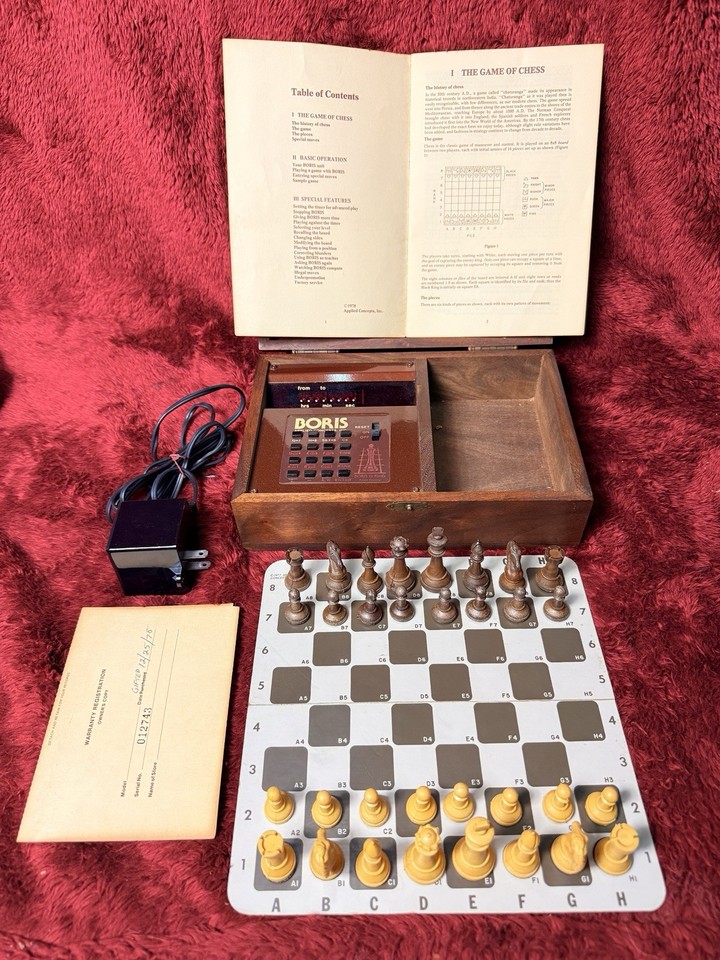 Vintage 1970s Boris Electronic Computer Chess Set Wood Box Pieces ...