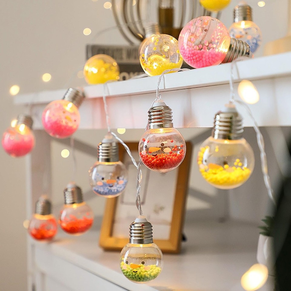 Christmas Tree String Lights -10 LED Colorful Foam Ball Bulbs,6ft ...